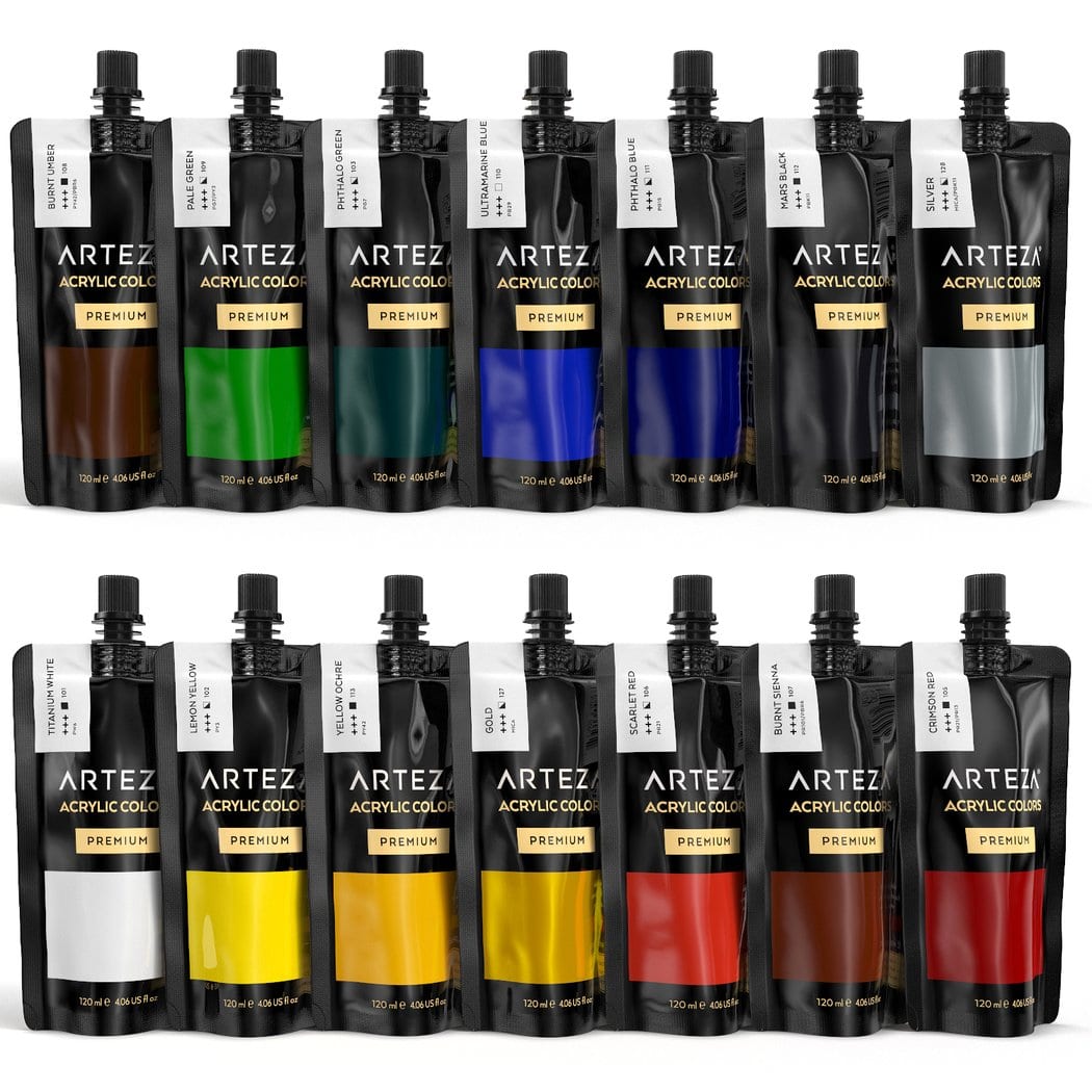 Acrylic Premium Artist Paints Set - 14 Colors 2 - UrArtStudio