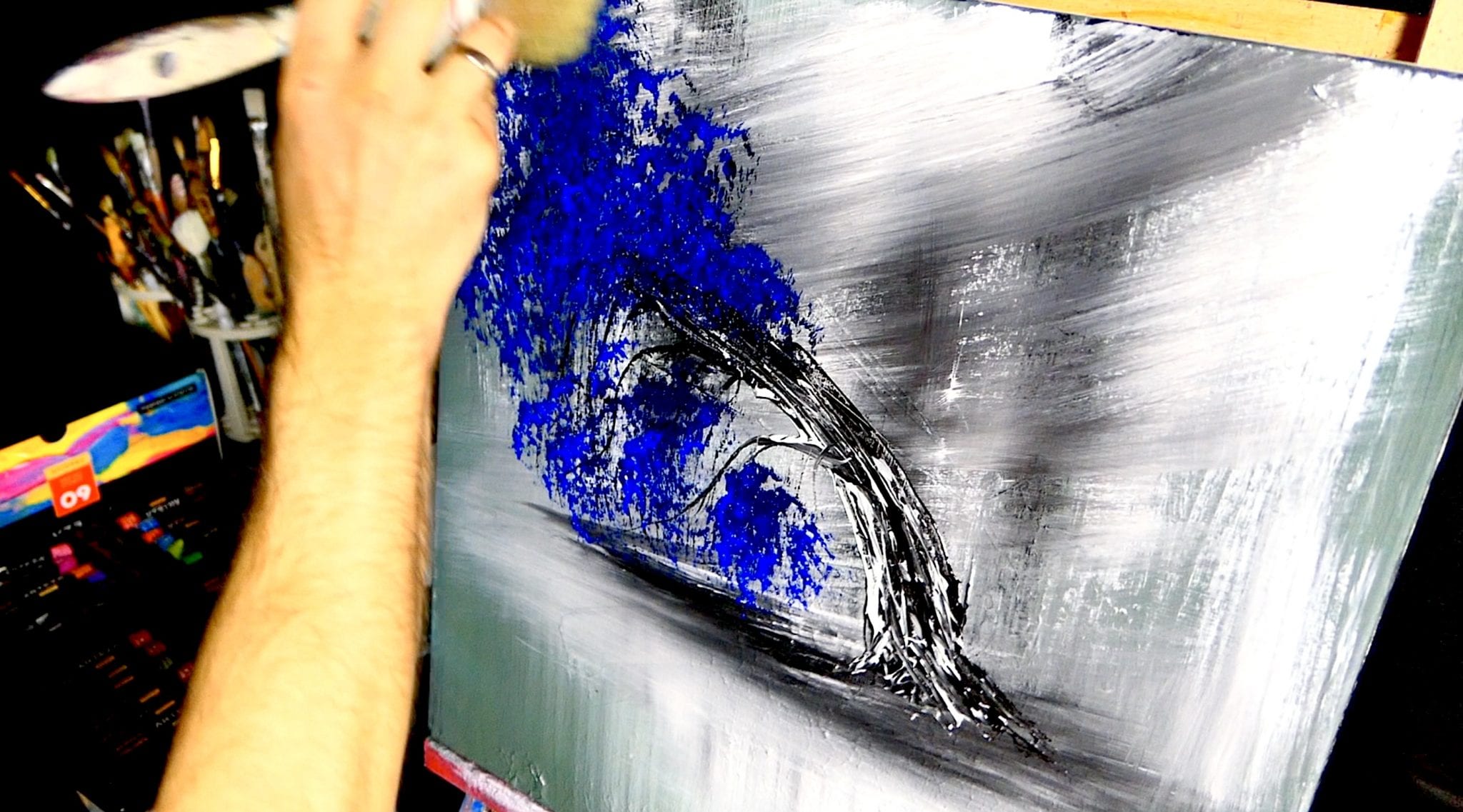 blue-tree-abstract-painting-dranitsin - UrArtStudio