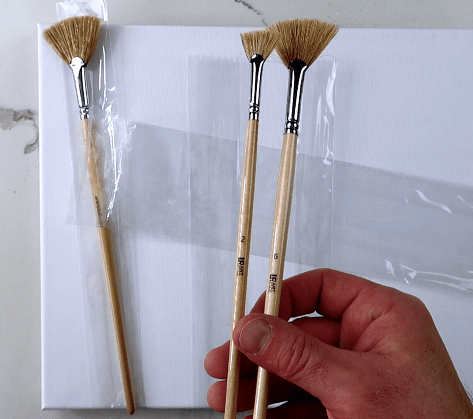 3 NATURAL BRISTLE FAN BRUSH SET - UrArtStudio