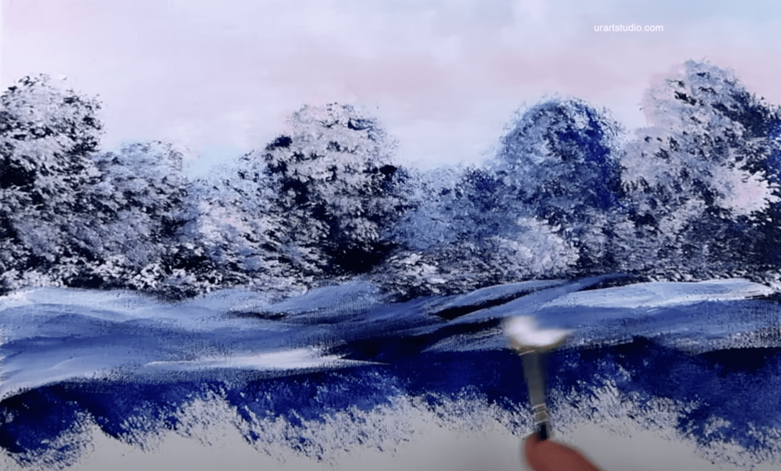 WINTER DAY PAINTING STEP BY STEP GUIDE - UrArtStudio