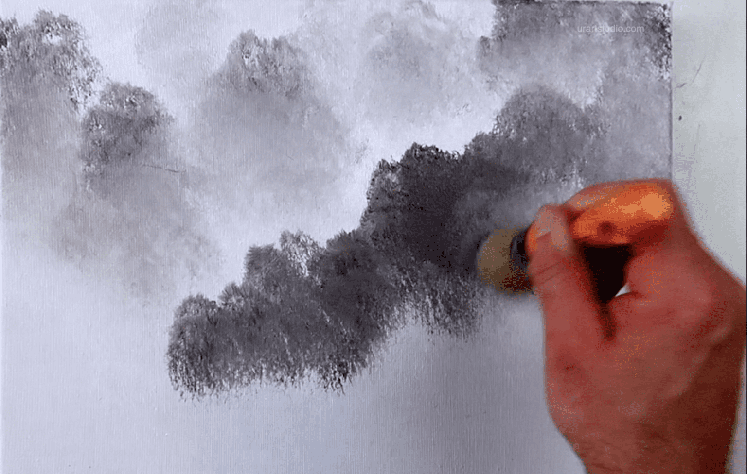 Waterfall Rocky Cliff | Guided Step by Step Acrylic Painting Tutorial ...