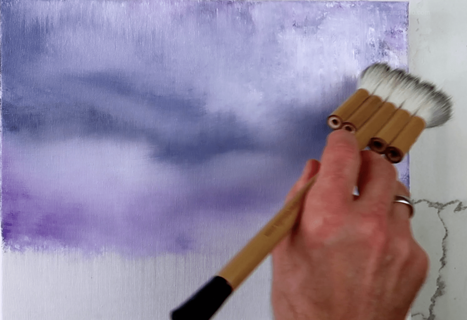 Distant lightning - acrylic step by step painting tutorial - UrArtStudio