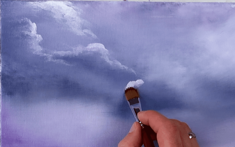 Distant lightning - acrylic step by step painting tutorial - UrArtStudio