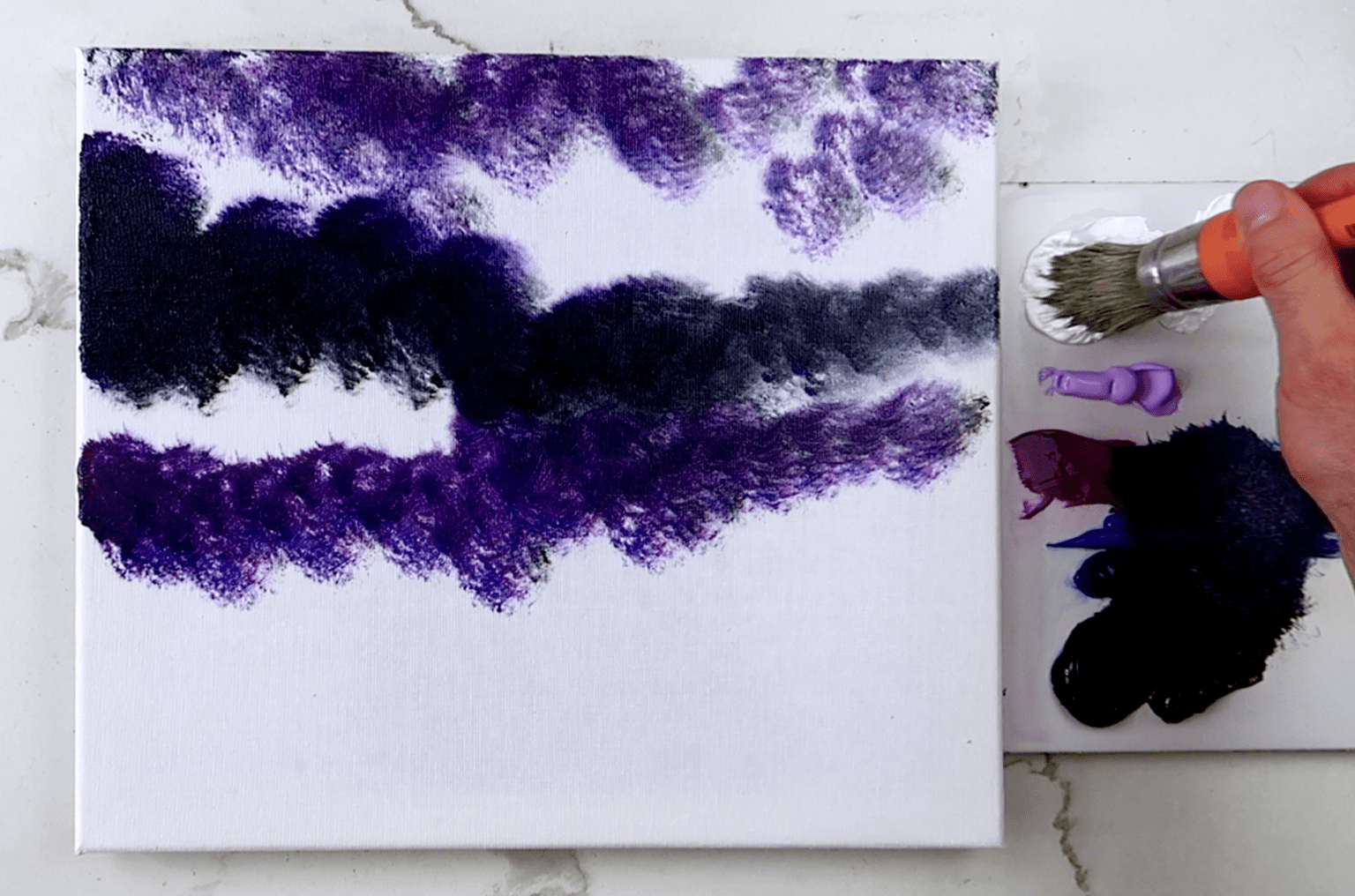 Distant lightning - acrylic step by step painting tutorial - UrArtStudio
