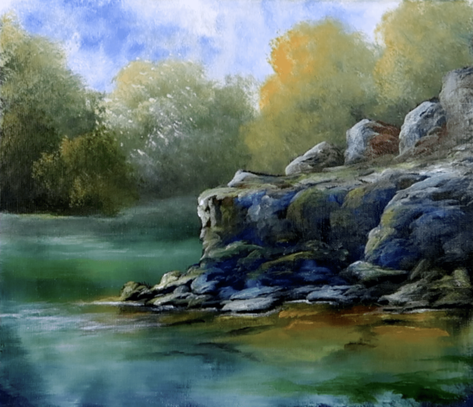 Rocky Cliff by the Ocean | Step by Step acrylic painting tutorial for ...