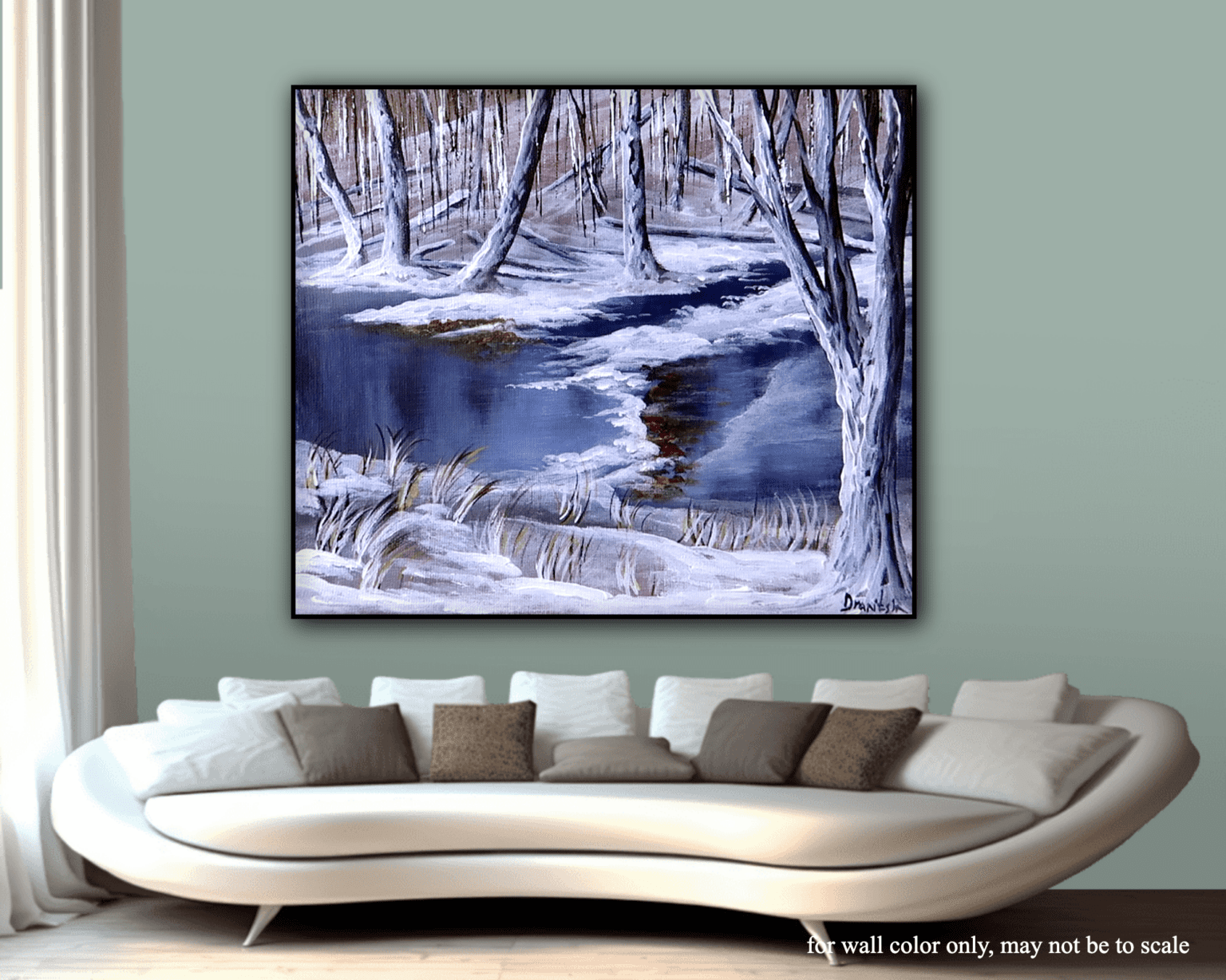 Serenity in Frost: Step-by-Step Painting of a Frozen Stream | Easy ...