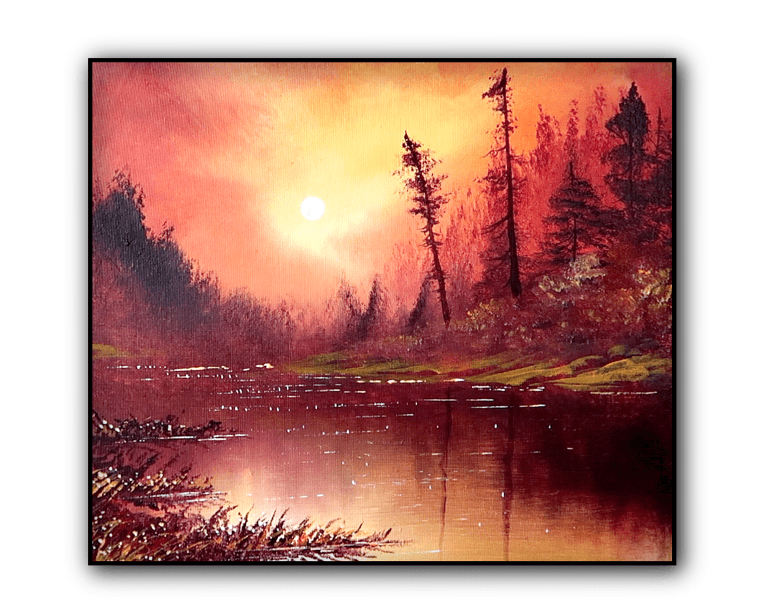 Calm by the Water | How to Paint a Sunset Forest by the Lake in ...