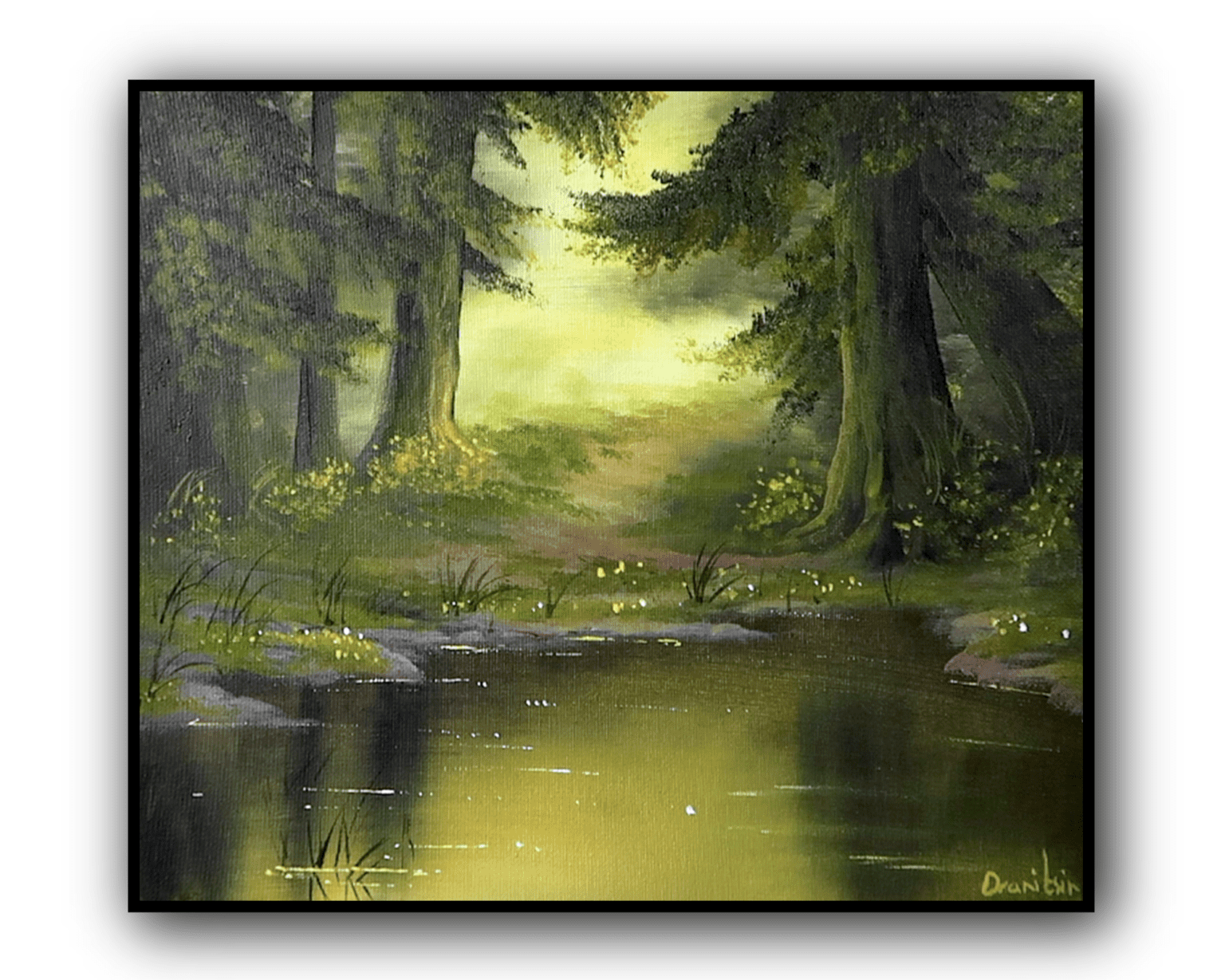 Deep Forest Reflections | Acrylic Landscape Art | Step-by-Step for ...