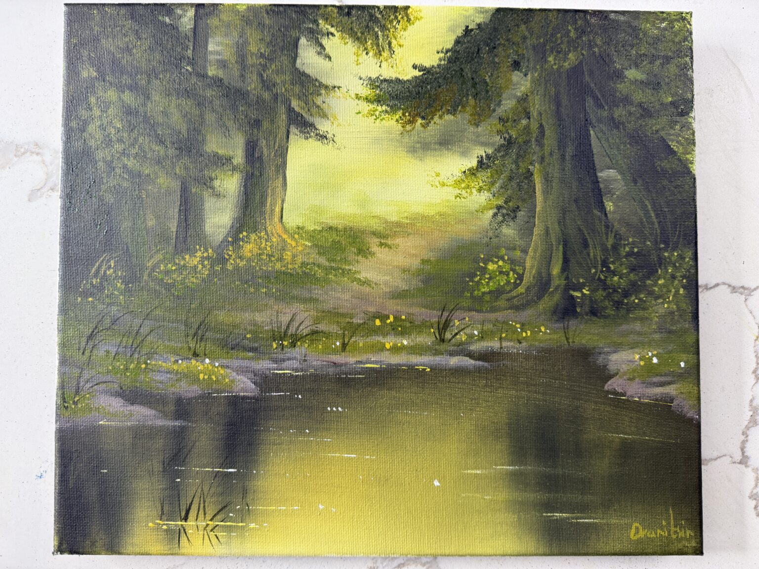 Deep Forest Reflections | Acrylic Landscape Art | Step-by-Step for ...