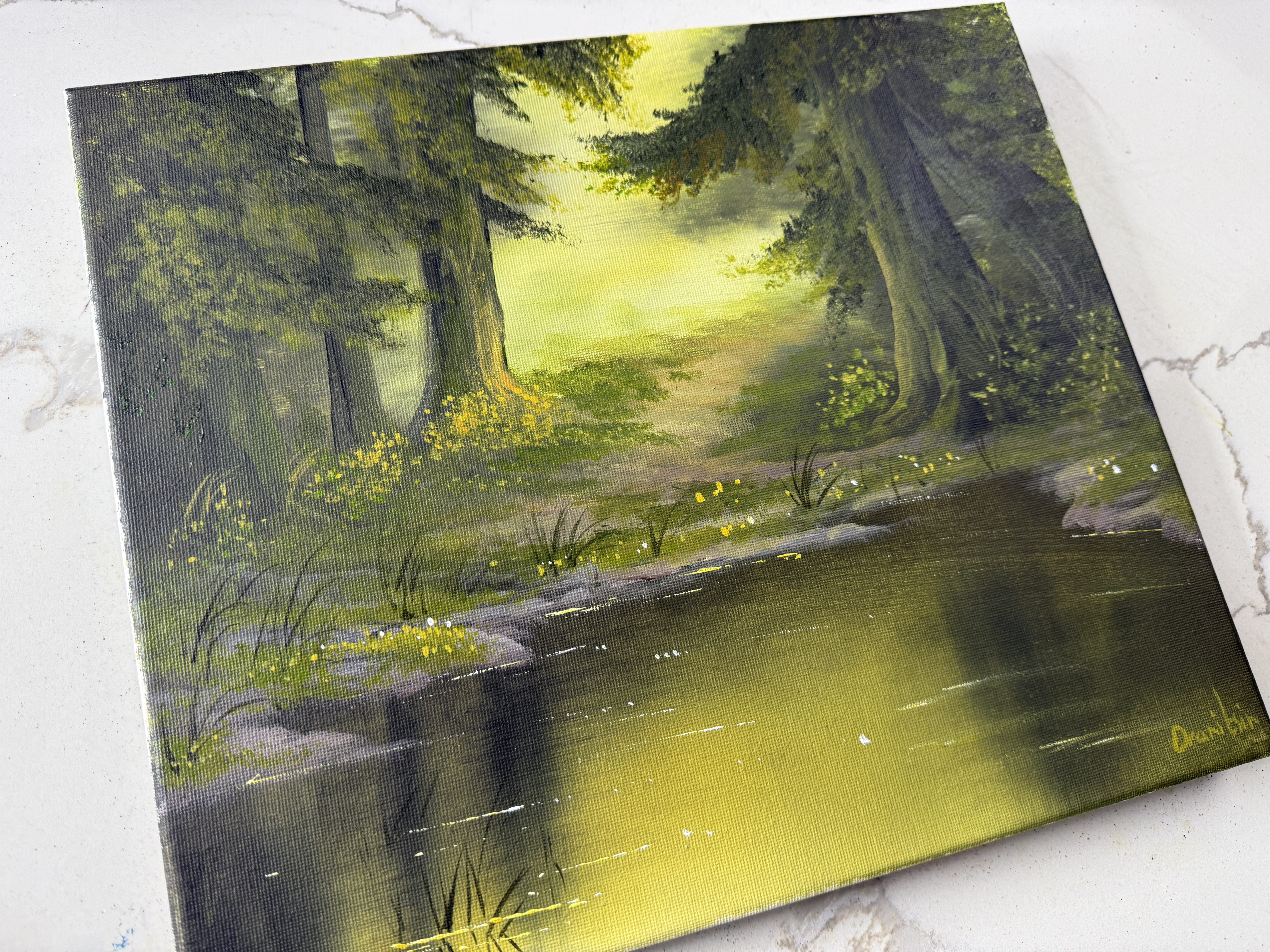 Deep Forest Reflections | Acrylic Landscape Art | Step-by-Step for ...