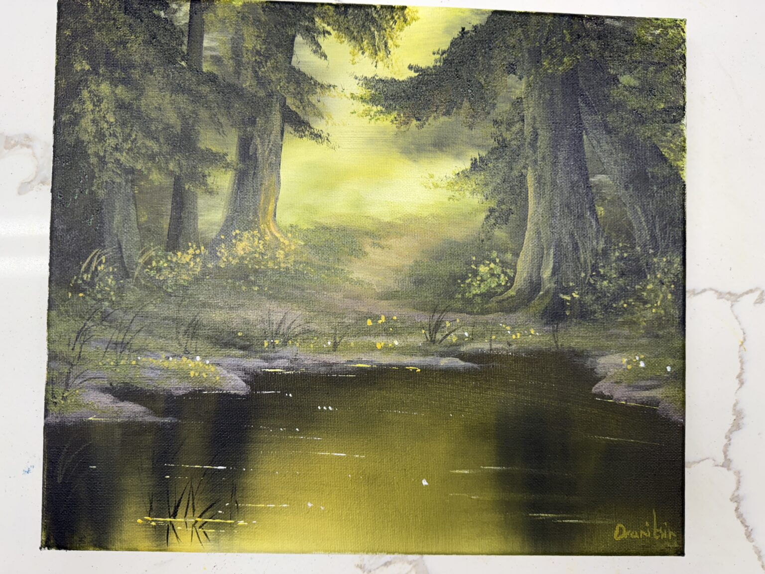 Deep Forest Reflections | Acrylic Landscape Art | Step-by-Step for ...