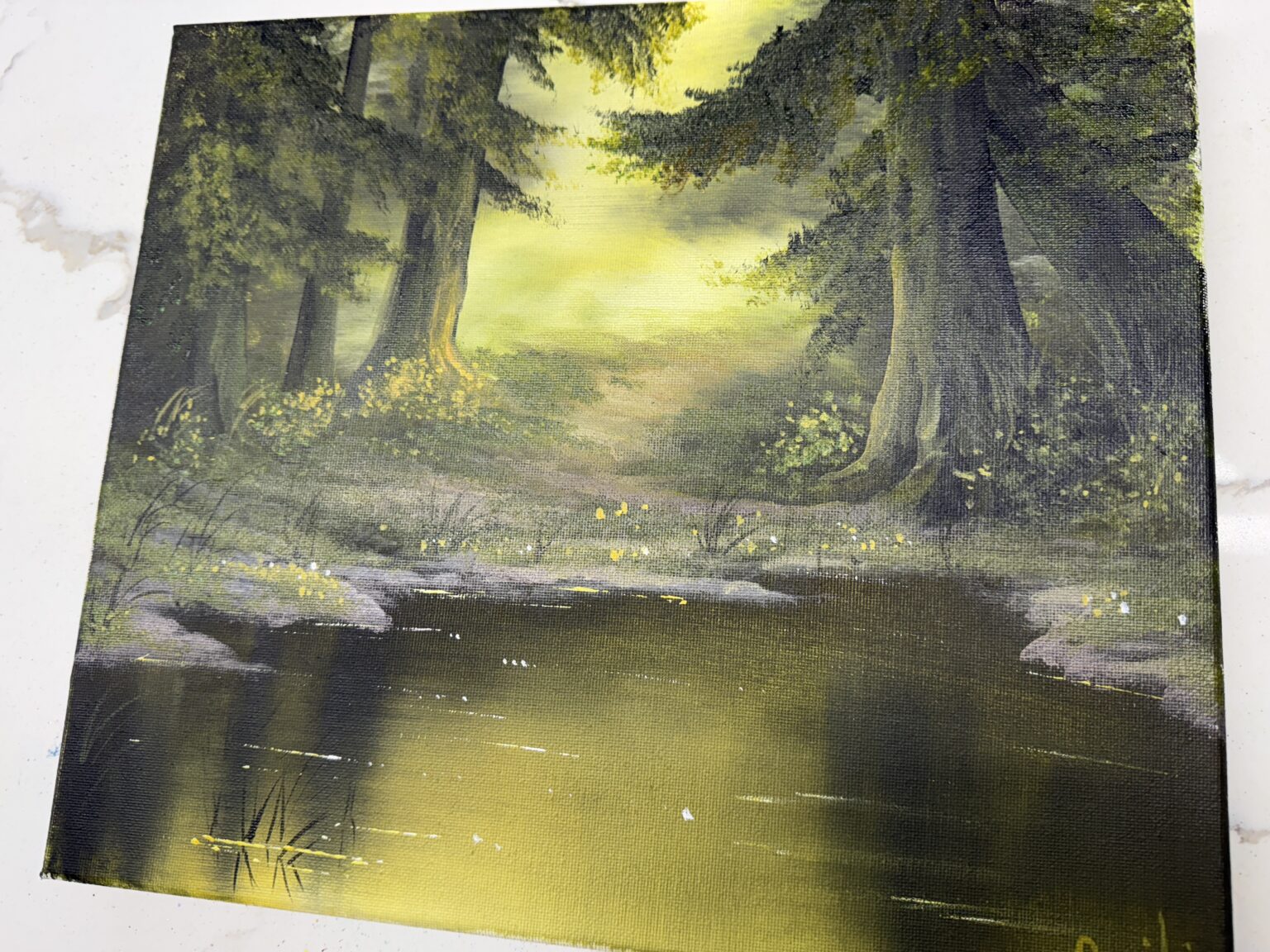 Deep Forest Reflections | Acrylic Landscape Art | Step-by-Step for ...