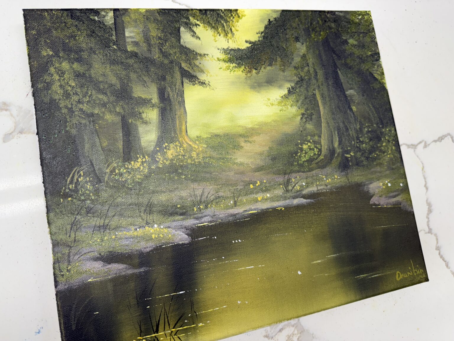 Deep Forest Reflections | Acrylic Landscape Art | Step-by-Step for ...