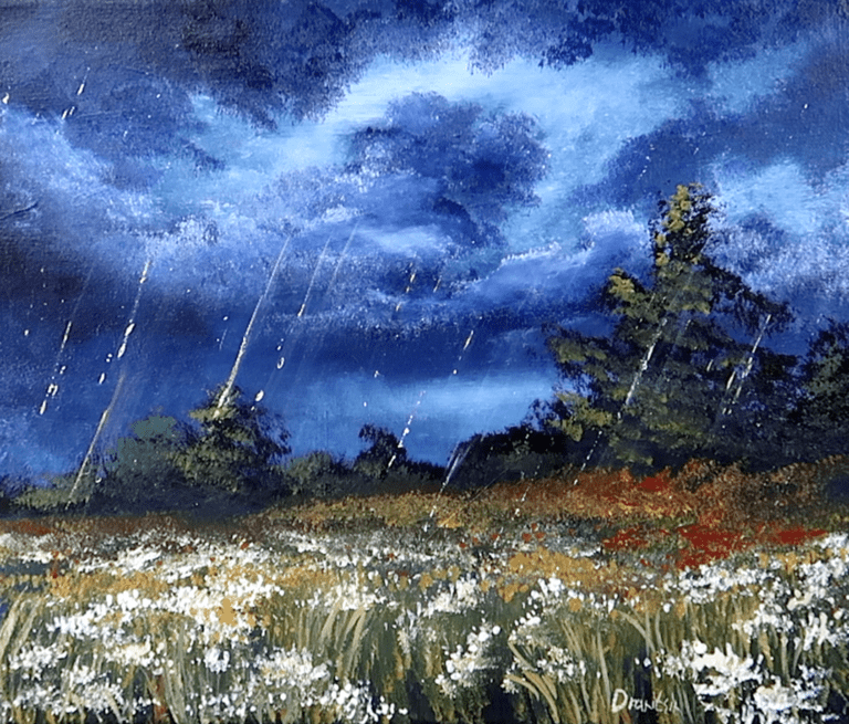 Spring Rain Cloud | Landscape Art | Oval Brush Technique | Acrylics ...